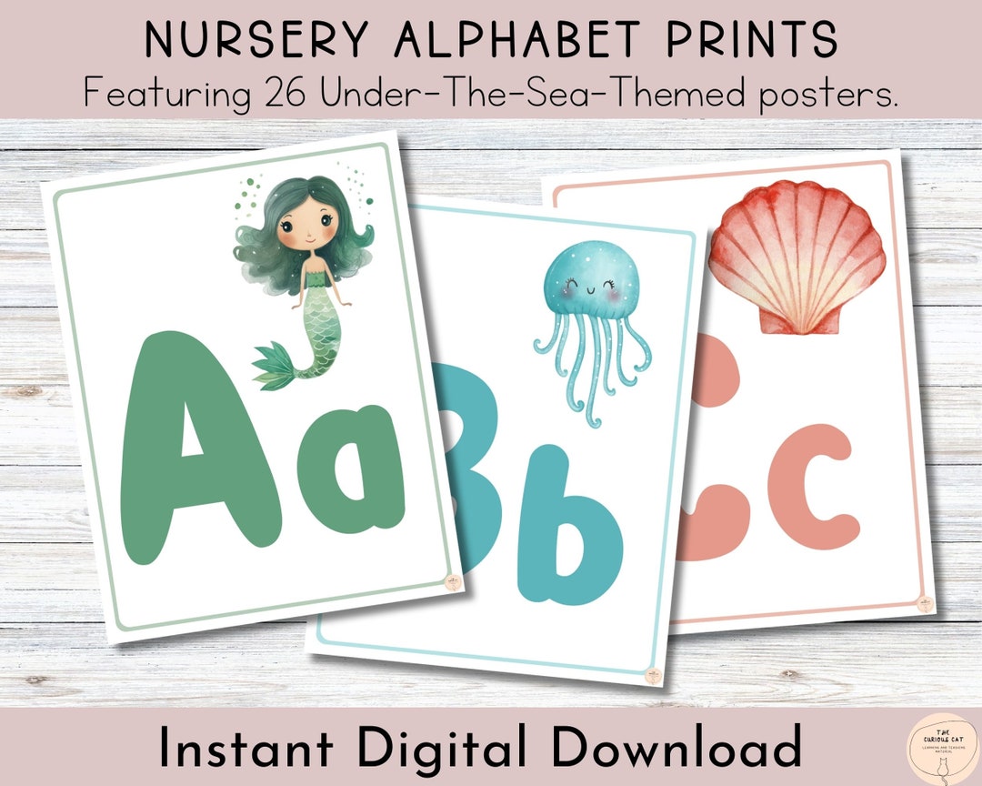 Alphabet Posters, Nursery Decor, Educational Wall Art Printable, ABC ...