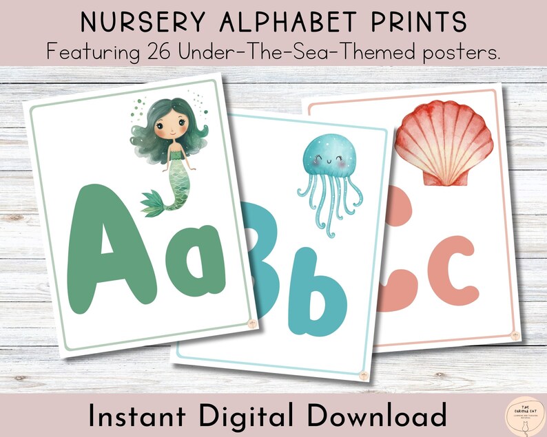 Alphabet Posters, Nursery Decor, Educational Wall Art Printable, ABC ...