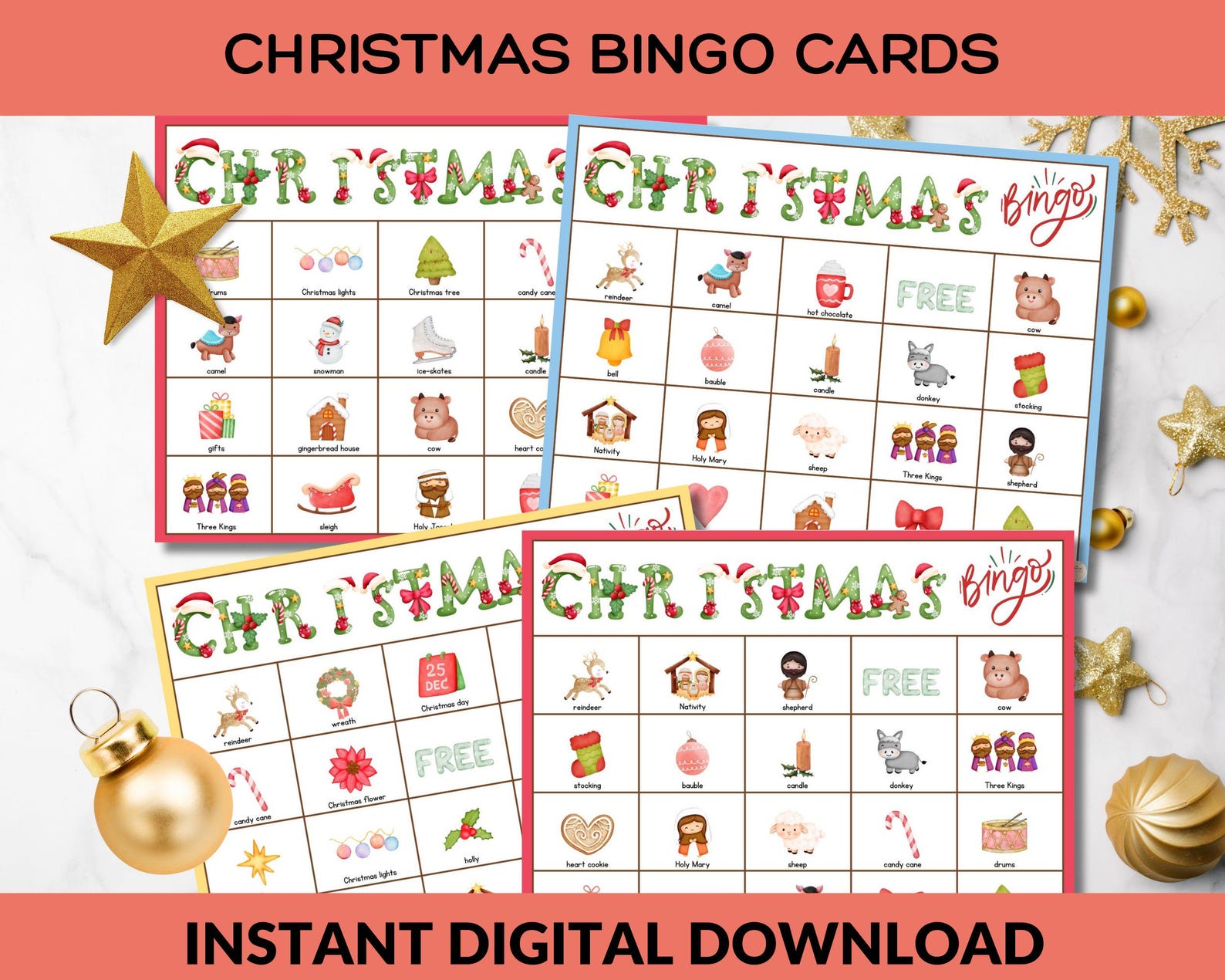 Christmas Nativity Bingo Cards, Family Christmas, Classroom Christmas ...