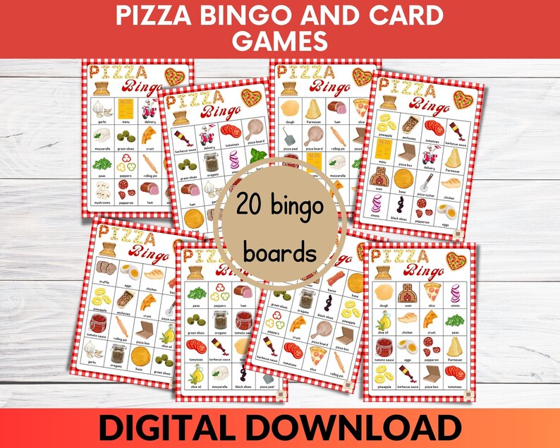 Printable Pizza Games, Pizza Bingo, Snap and Memory Game, Printable ...