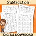 20 Printable Subtraction for Kindergarten 1st Grade 2nd Grade Math ...