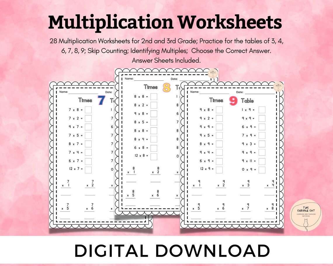 Maths Worksheets, Multiplication Printouts for 2nd and 3rd Grade With ...