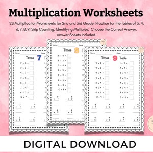 Maths Worksheets, Multiplication Printouts for 2nd and 3rd Grade With ...