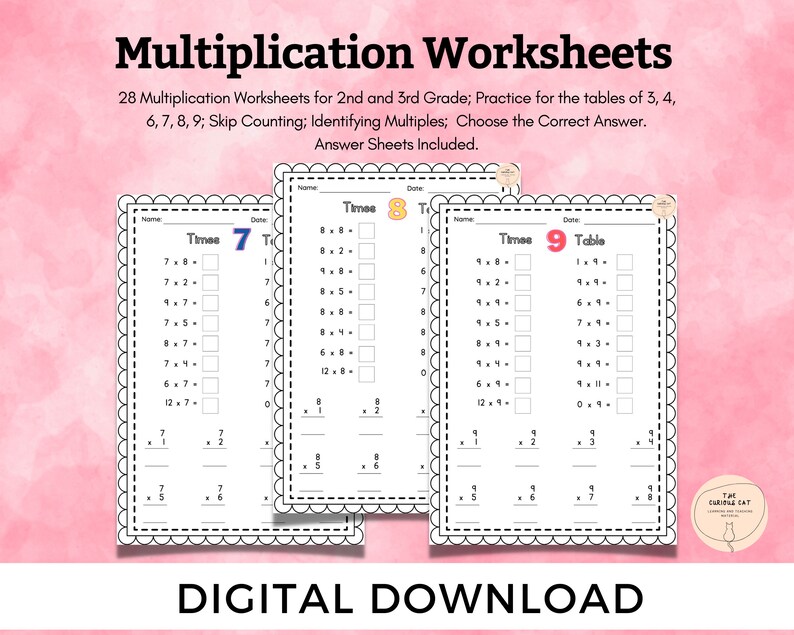 Maths Worksheets, Multiplication Printouts for 2nd and 3rd Grade With ...