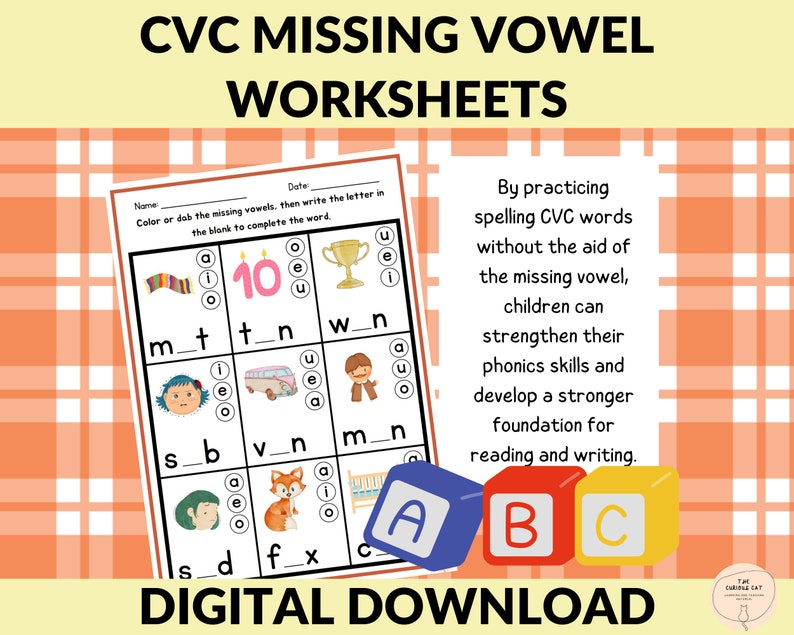 Phonics Worksheets, Middle Sound Practice, Kindergarten Reading ...