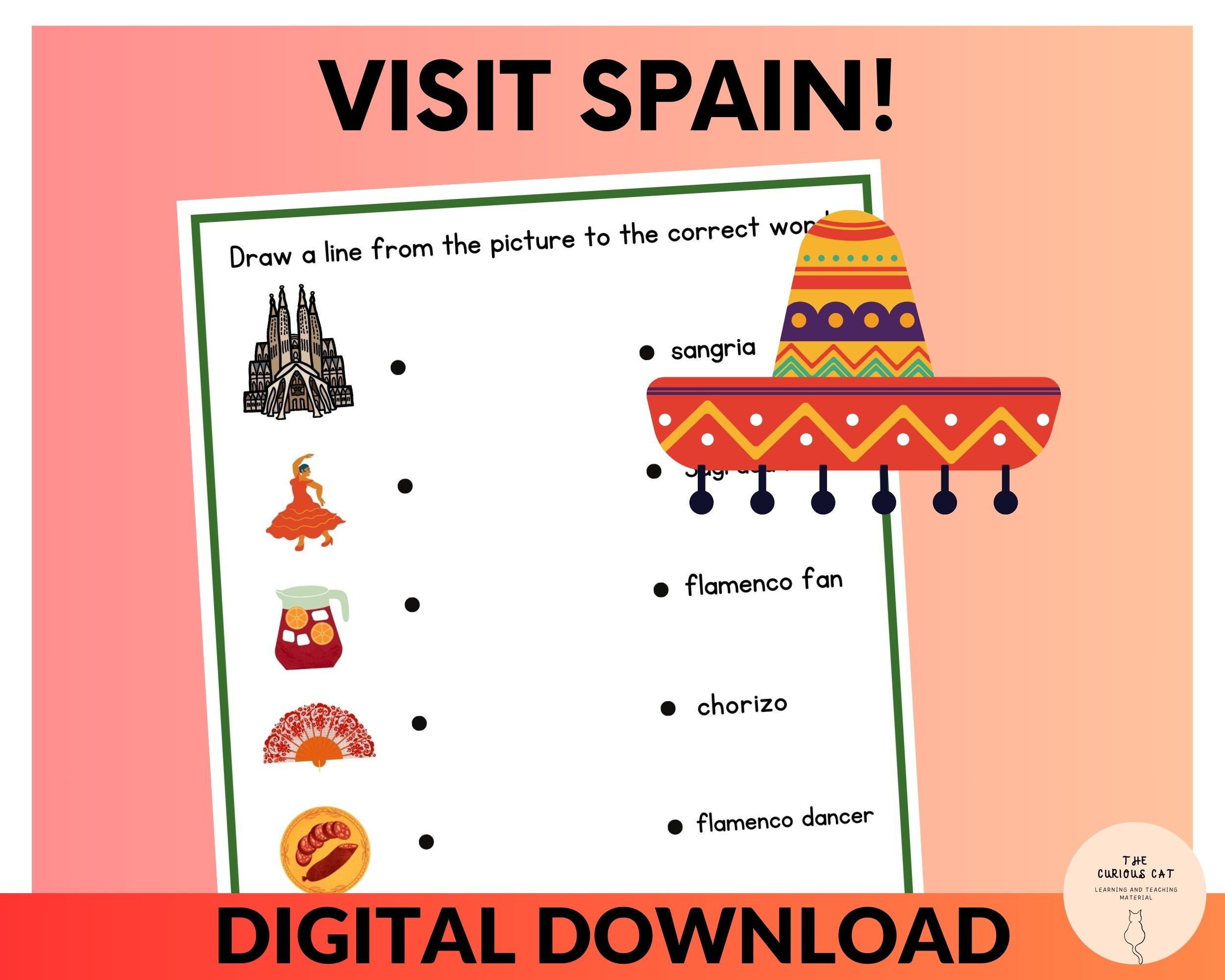 Spain Worksheets, Pre-school Worksheets, A Fun and Educational Travel ...