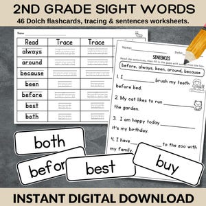 2nd Grade Sight Words Flashcards | Dolch Word Lists & Checklists ...