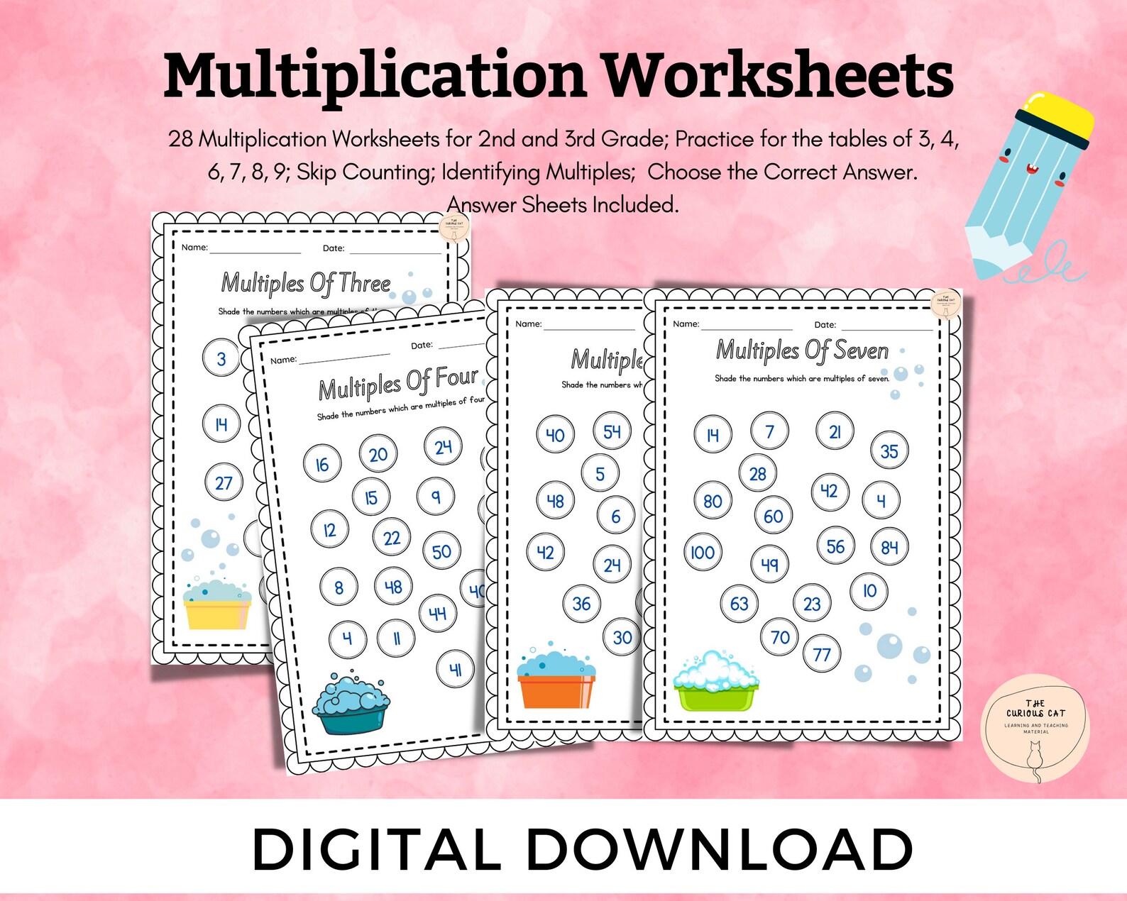 Maths Worksheets, Multiplication Printouts for 2nd and 3rd Grade With ...