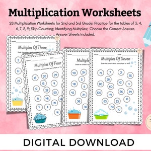Maths Worksheets, Multiplication Printouts for 2nd and 3rd Grade With ...