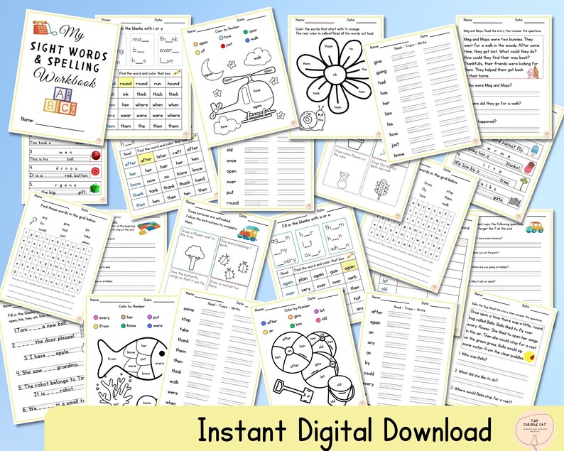 Spelling and Reading Worksheets for 1st Grade Dolch Sight Words Reading ...
