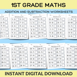 Maths Worksheets, 1st Grade Maths Printouts, Addition & Subtraction ...