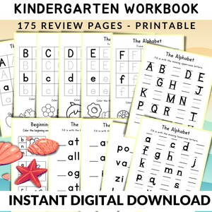 Printable Kindergarten Summer Workbook, Educational Activities for ...