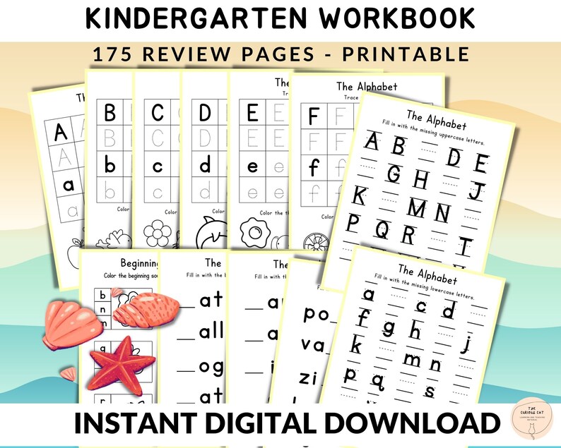 Printable Kindergarten Summer Workbook, Educational Activities for ...