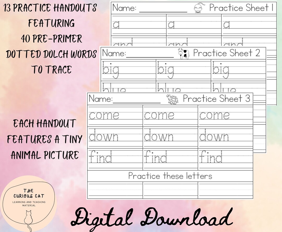 Kindergarten Sight Words Spelling, Writing Practice for Pre-k, Pre ...