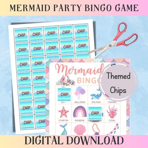 Mermaid Bingo Printable, Kids Party Activity, Birthday Party Game ...