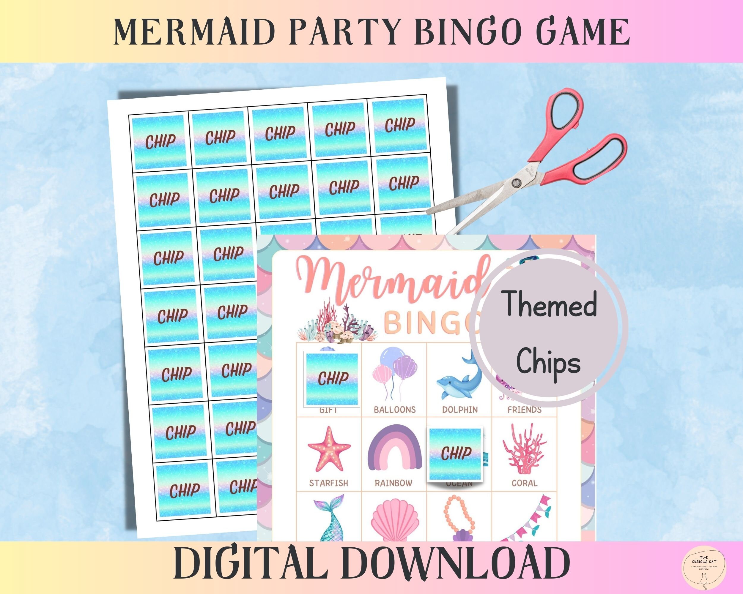 Mermaid Bingo Printable, Kids Party Activity, Birthday Party Game ...