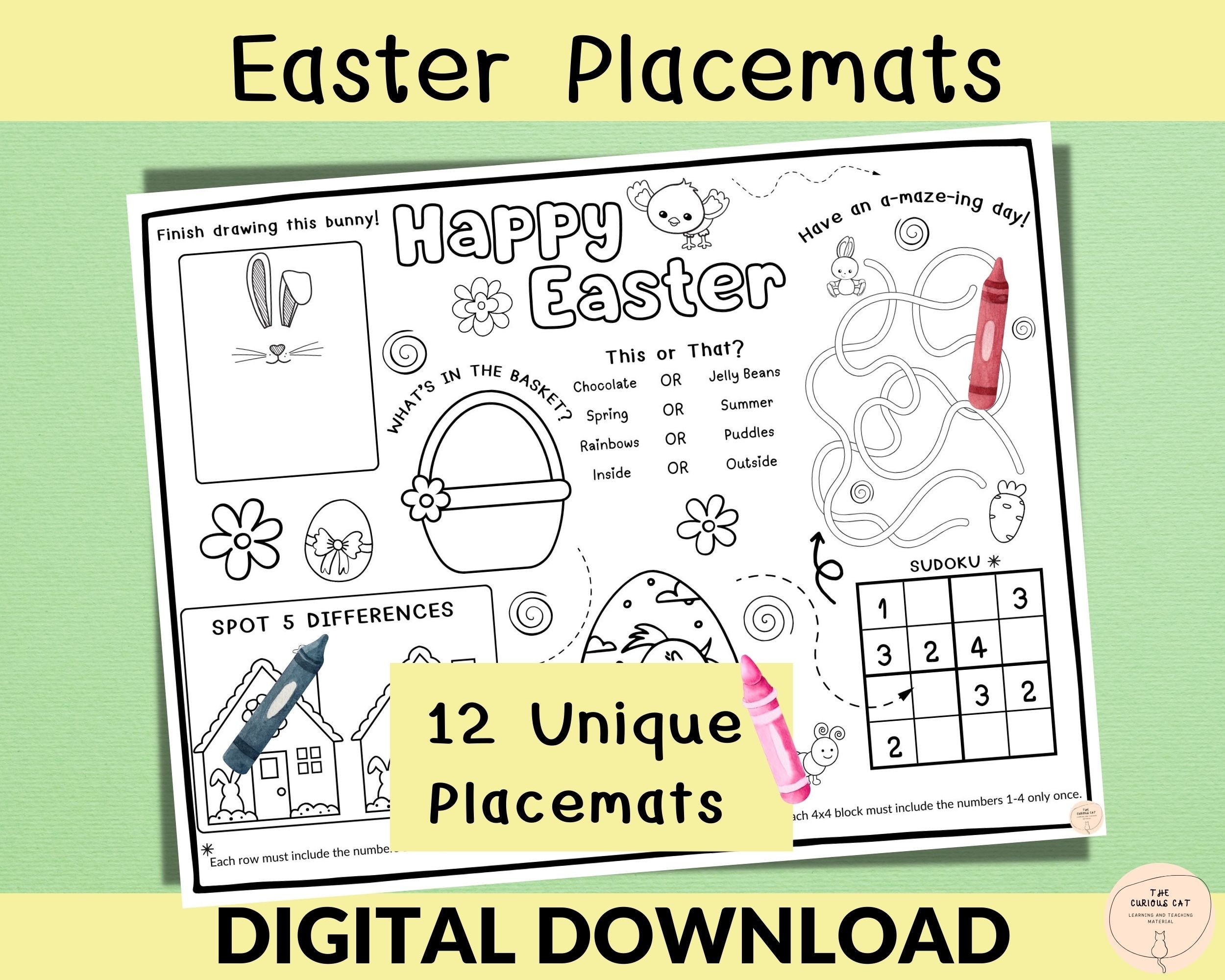 Easter Activity Placemats Easter Dinner Placemats for Kids Christian ...