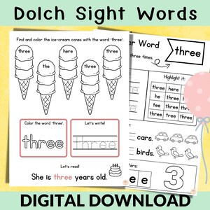 Dolch Sight Words Worksheets, Pre-primer Kindergarten Workbook Spelling ...