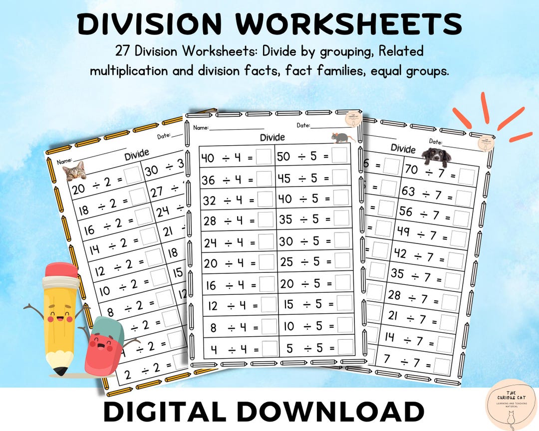 Maths Printable | Division Practice Worksheets | 2nd and 3rd Grade ...