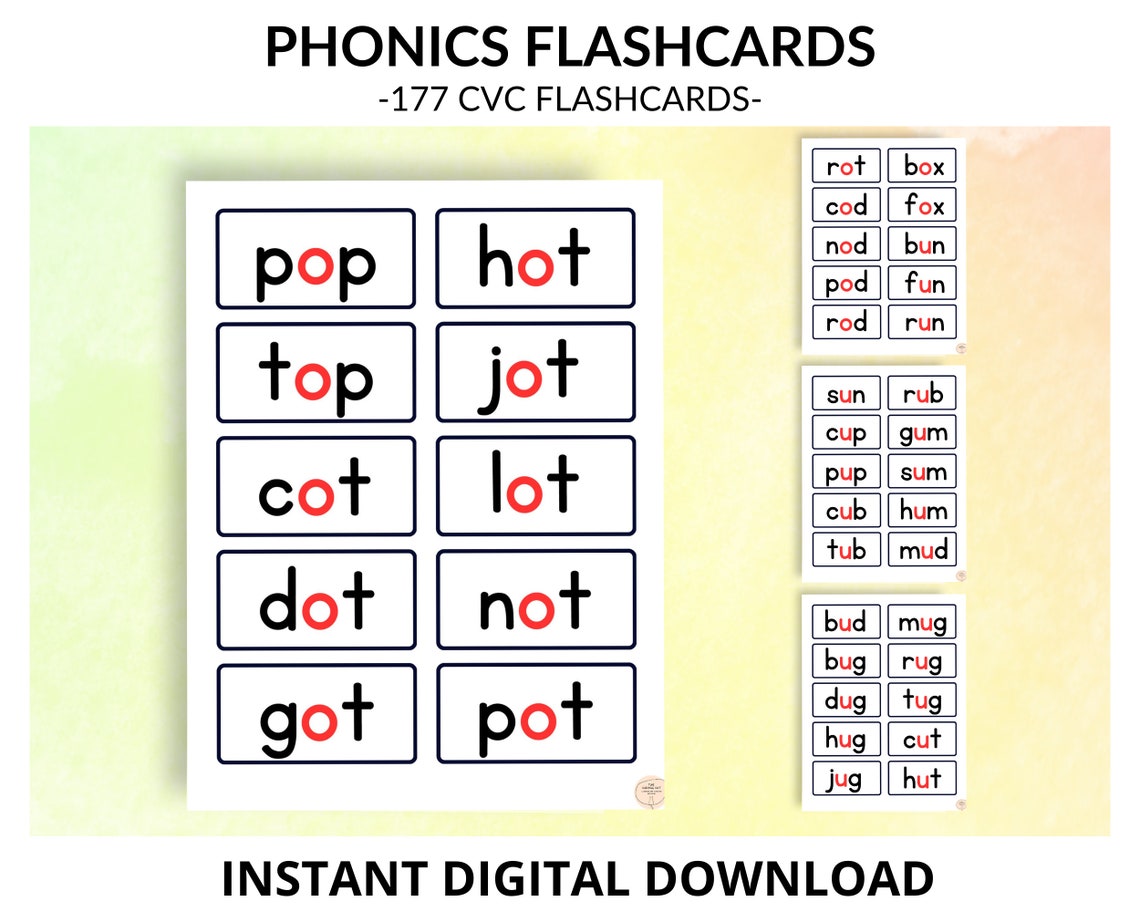 Phonics, CVC Word Flashcards, Consonant Vowel Consonant, Spelling ...
