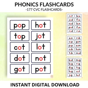 Phonics, CVC Word Flashcards, Consonant Vowel Consonant, Spelling & Reading Phonics Activity ...