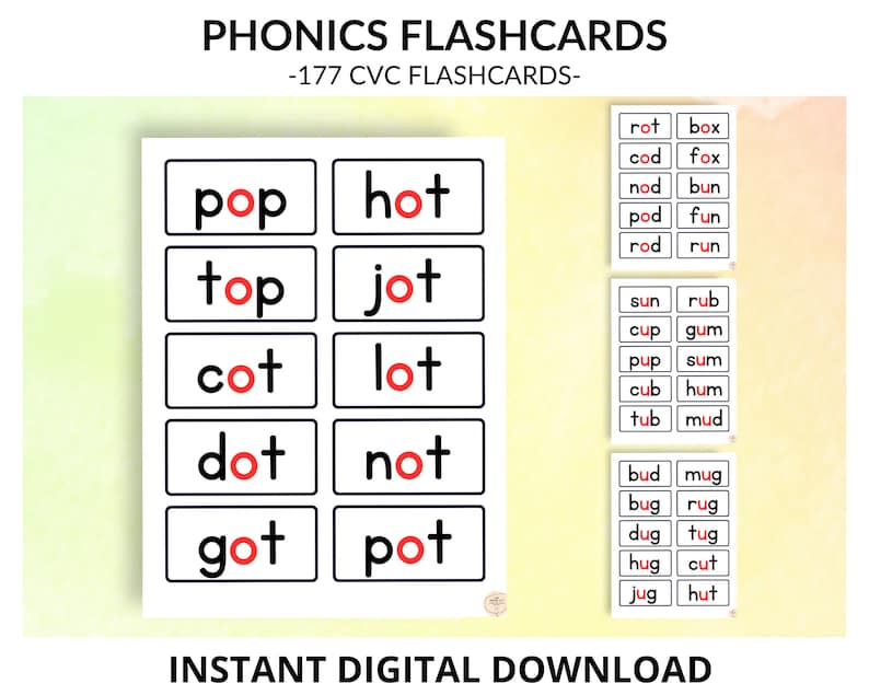 Phonics, CVC Word Flashcards, Consonant Vowel Consonant, Spelling ...