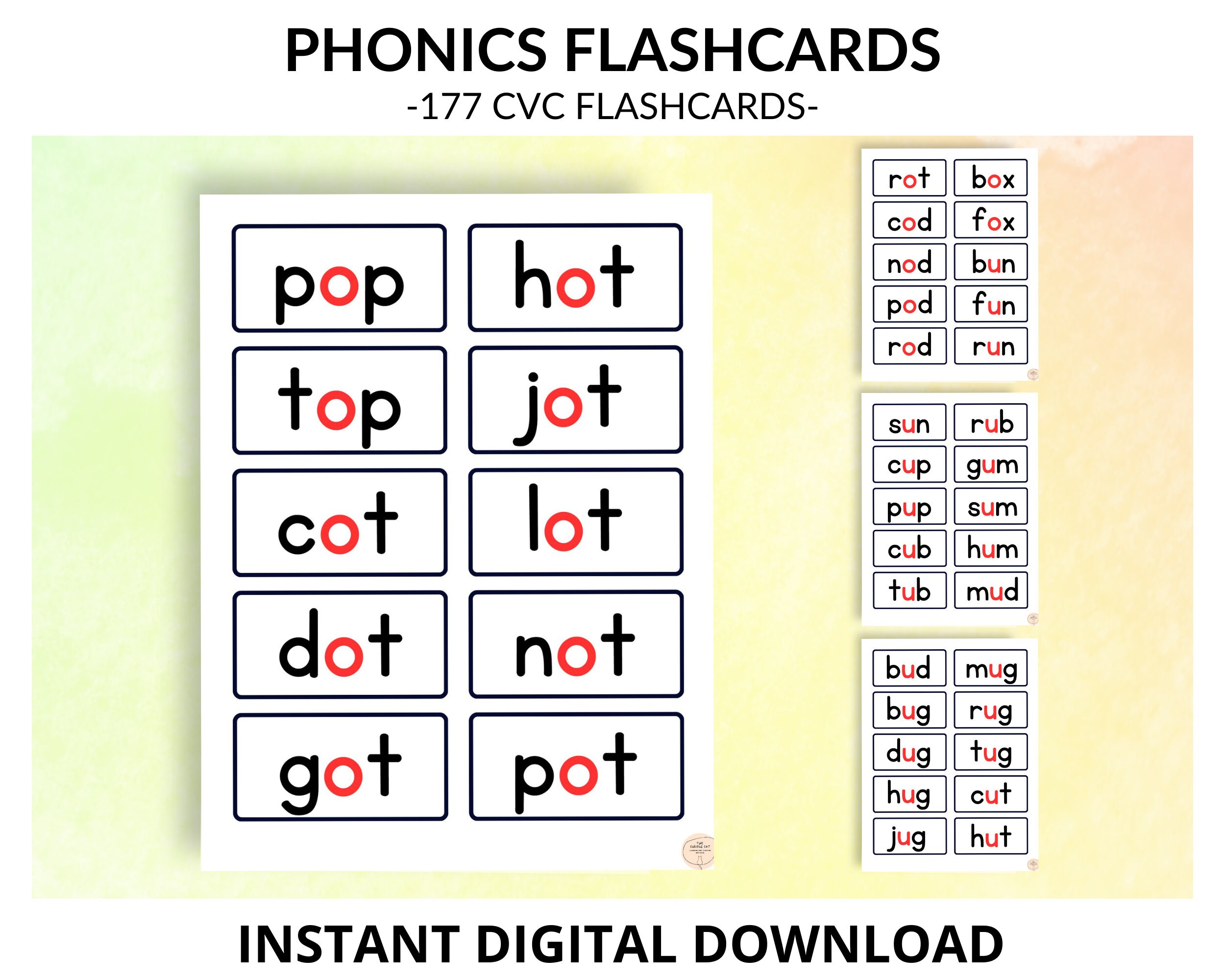 Phonics, CVC Word Flashcards, Consonant Vowel Consonant, Spelling ...