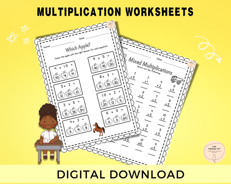 Multiplication Worksheets, Maths Printouts for 2nd Grade, Times Tables ...