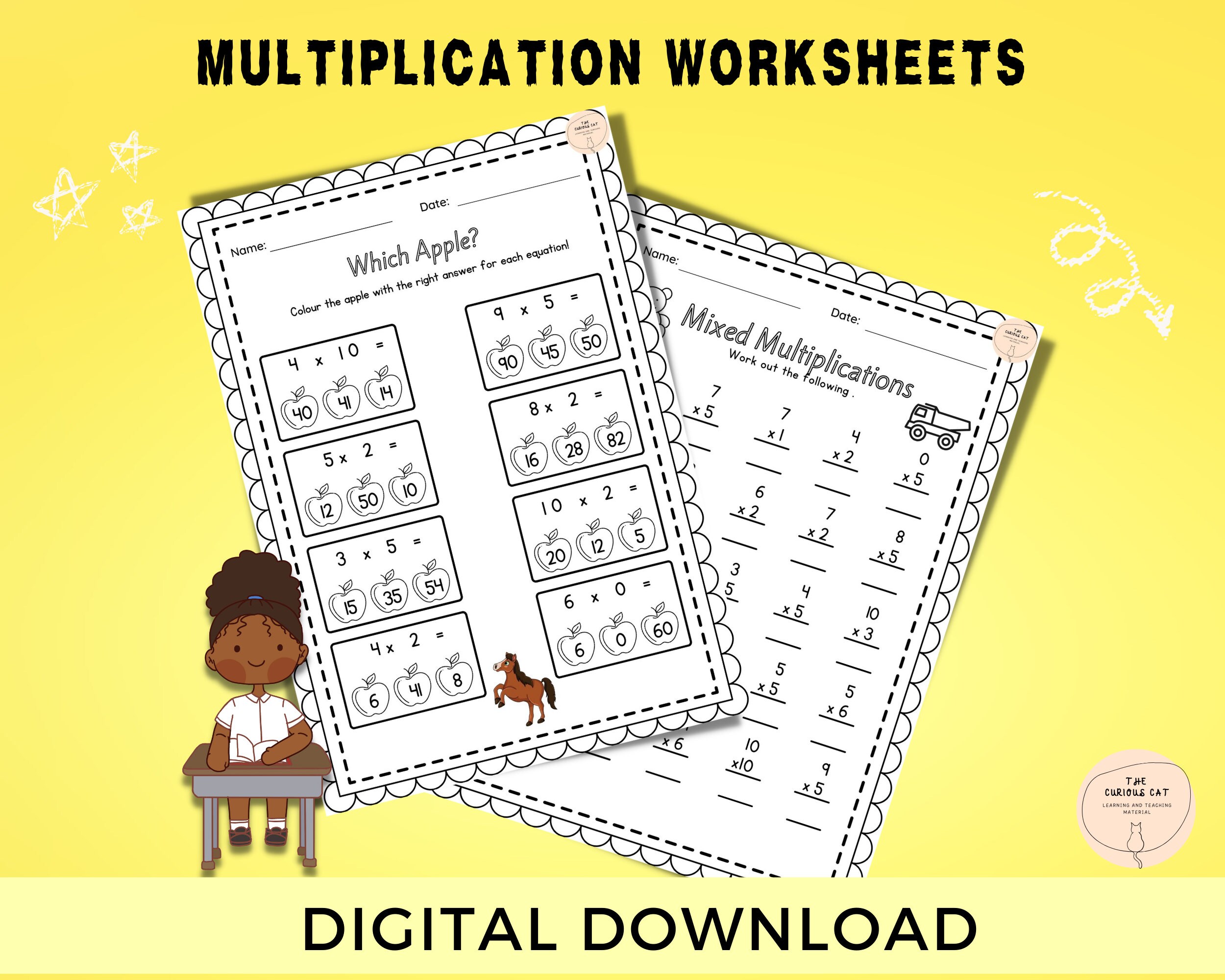 Multiplication Worksheets, Maths Printouts for 2nd Grade, Times Tables ...