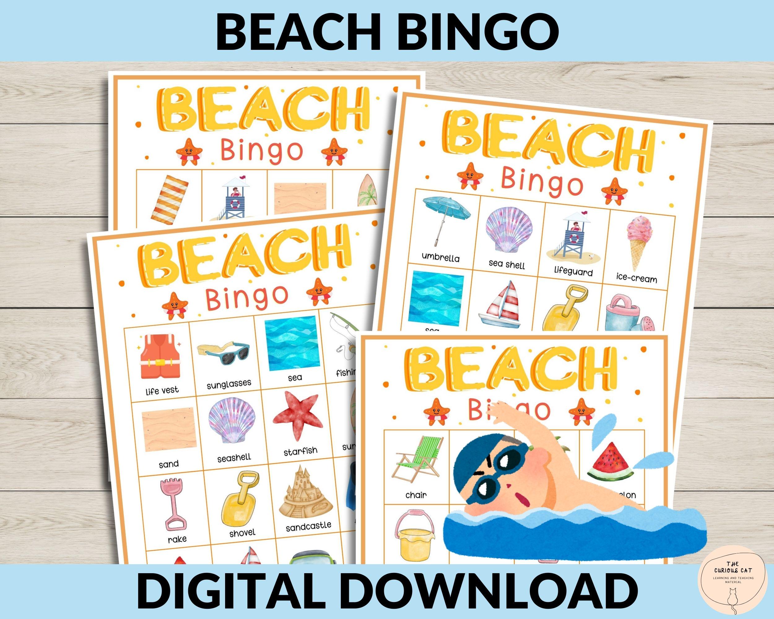 Kids Bingo Game, Beach Birthday Activity Pack, Fun Summer Printable ...