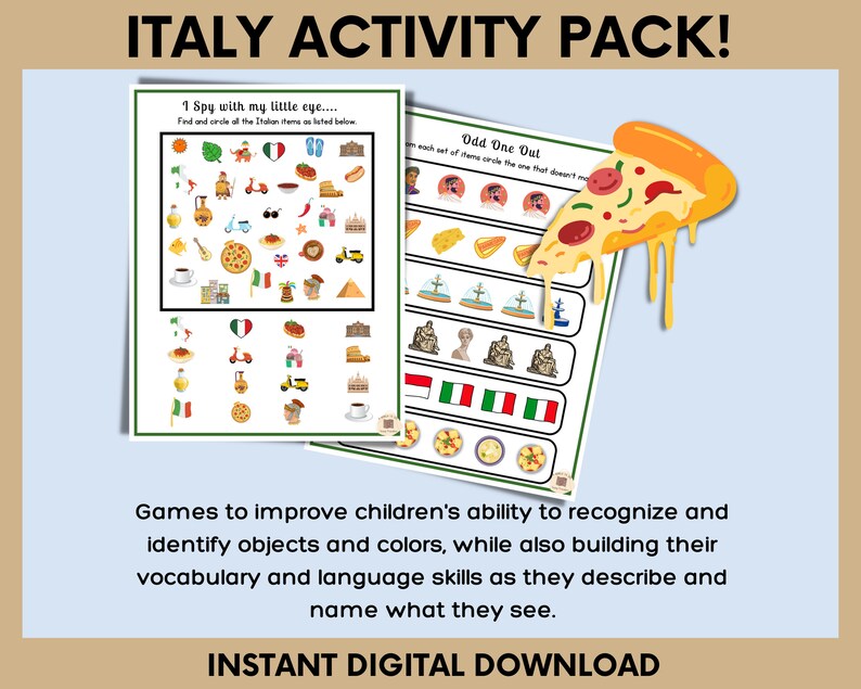 Italy Travel & Study Unit Activity Pack, Exploring Italy for Young ...