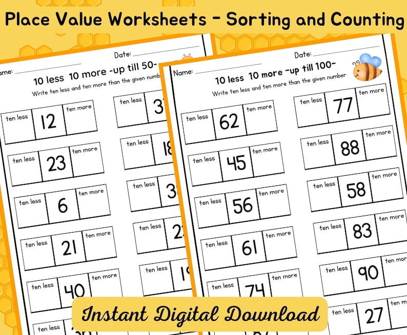 Maths Worksheets for First Grade, Place Value Printouts, Homeschool ...