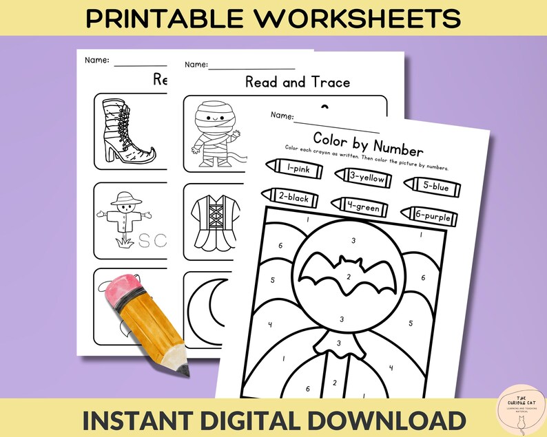 35 Halloween Worksheets, Coloring Pages Pre-school, Kindergarten ...