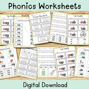 Phonics CVC Words Printable Worksheets for Kindergarten, CVC Word ...