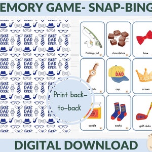 Father's Day Game Pack, Bingo, Snap and Memory Games, Father's Day Fun ...