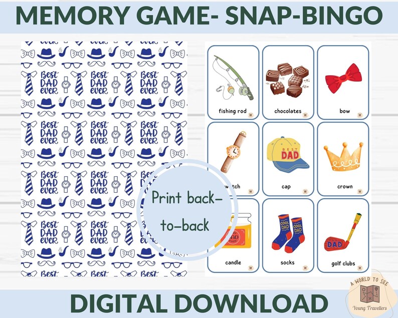 Father's Day Game Pack, Bingo, Snap and Memory Games, Father's Day Fun ...