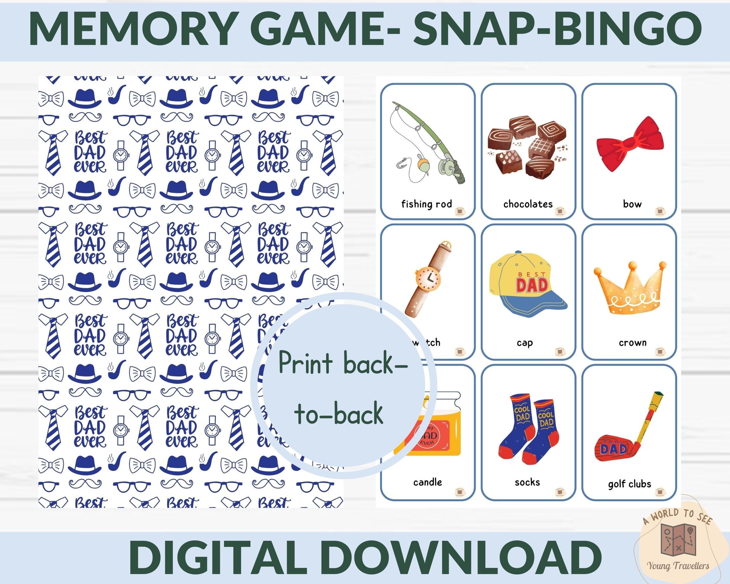Father's Day Game Pack, Bingo, Snap and Memory Games, Father's Day Fun ...