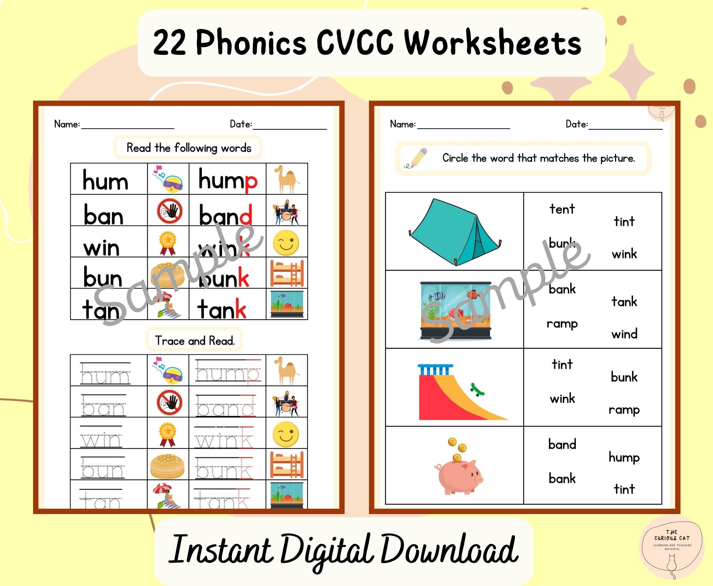 CVCC Phonics Worksheets initial Reading reading Support - Etsy