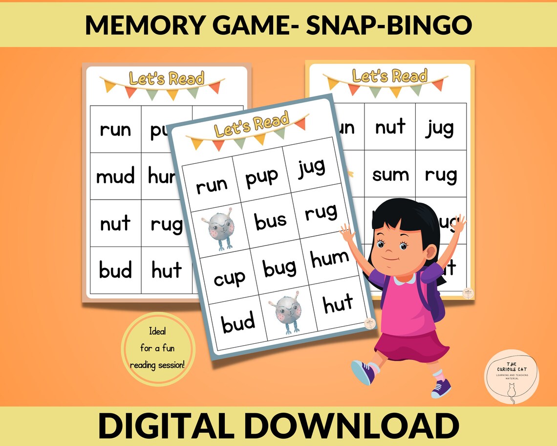 Phonics CVC for Kindergarten, Daycare Literacy CVC Bingo and Card Games ...