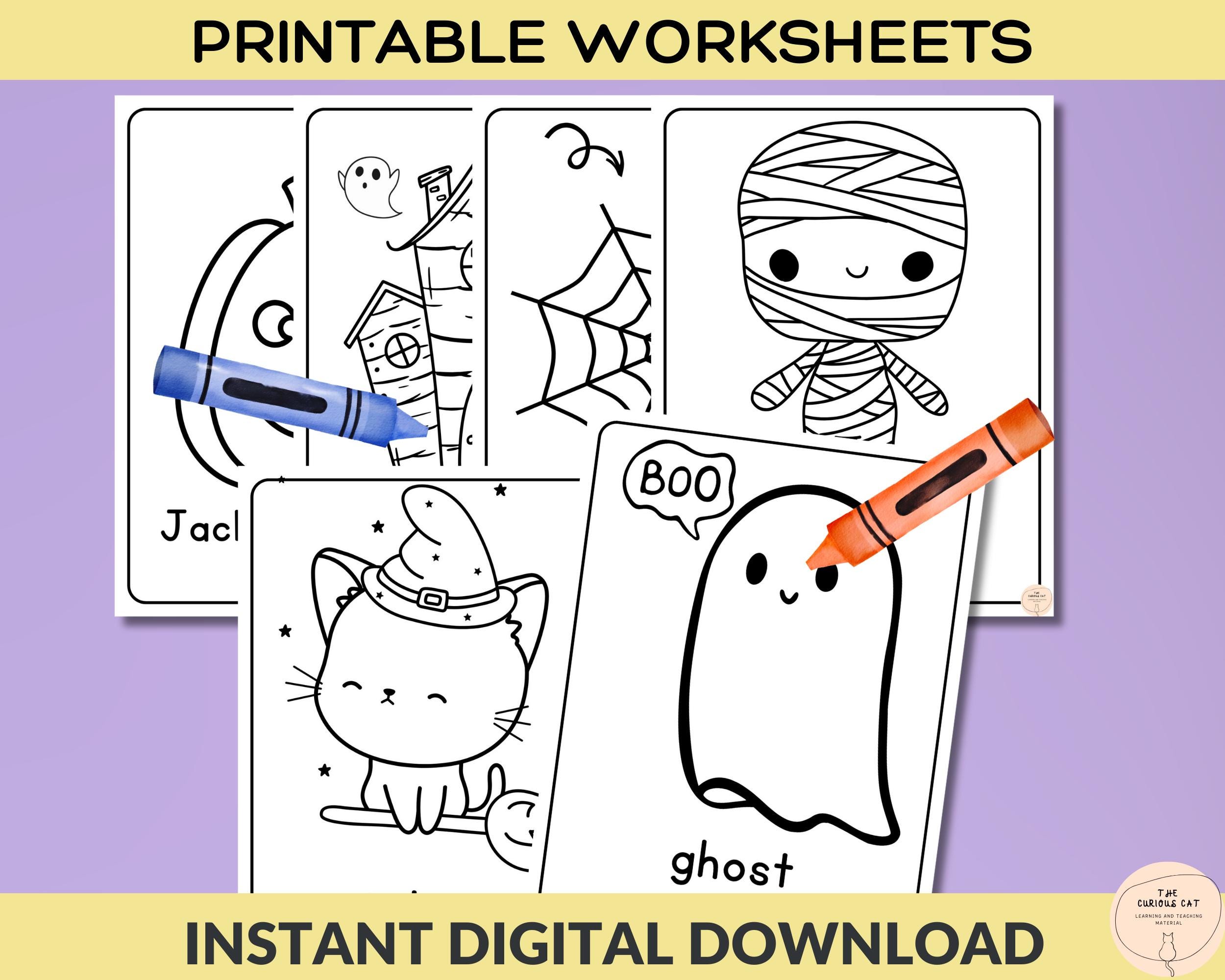 35 Halloween Worksheets, Coloring Pages Pre-school, Kindergarten ...