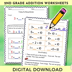 30 Addition Worksheets for 2nd Grade, Maths Printables, Addition Facts ...
