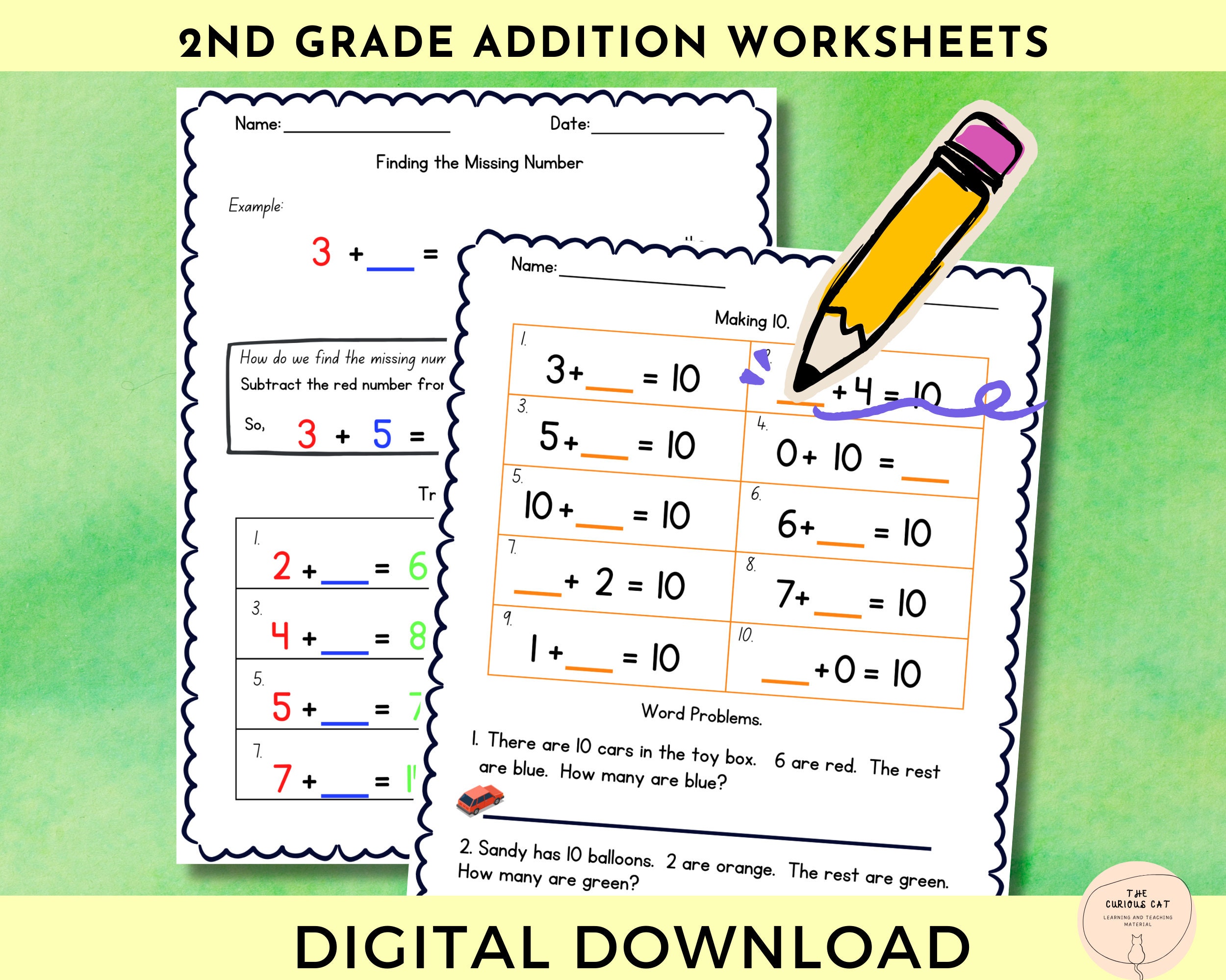 30 Addition Worksheets for 2nd Grade, Maths Printables, Addition Facts ...