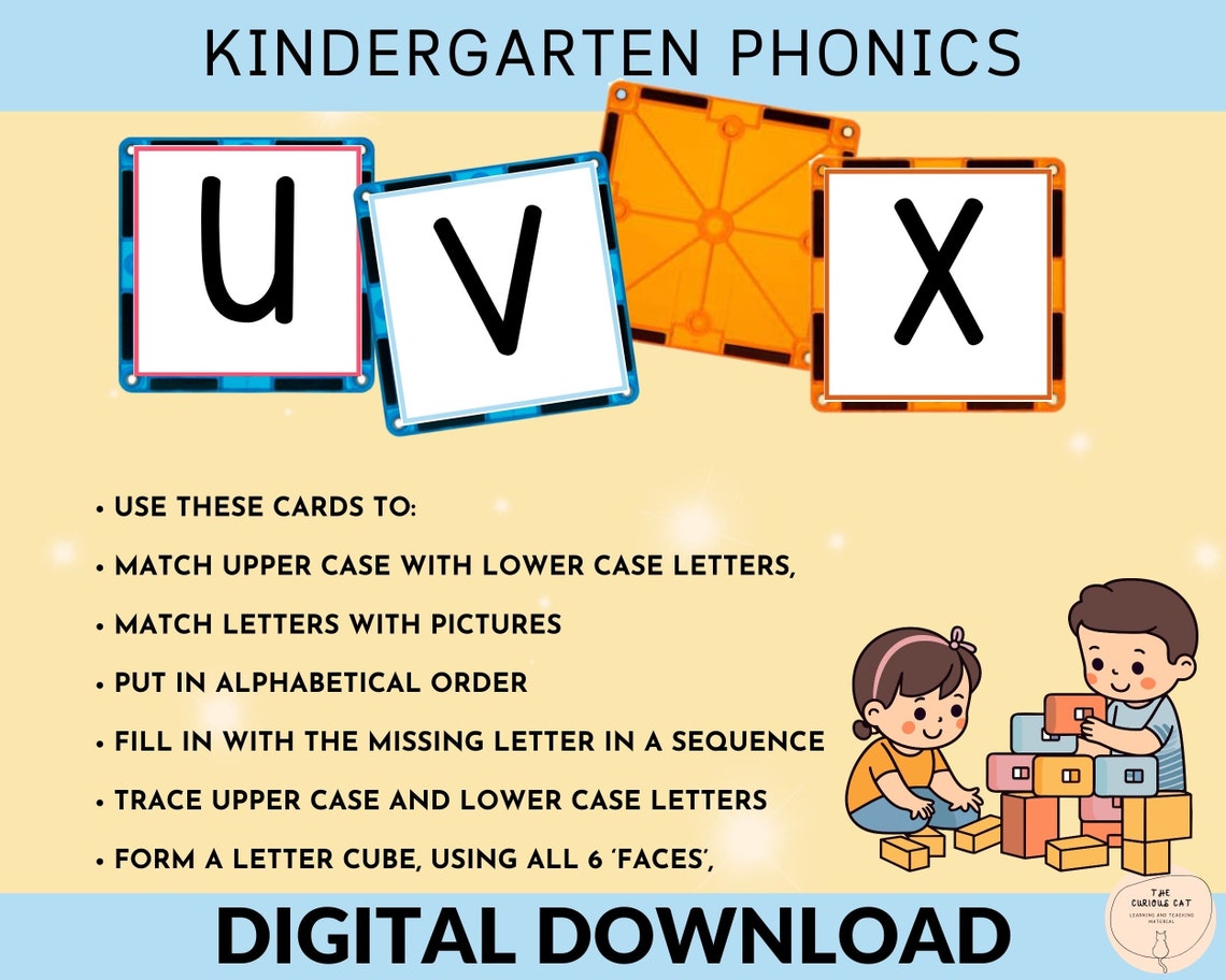 Phonics Alphabet Flashcards, Kindergarten Activity Cards, Magnetic ...