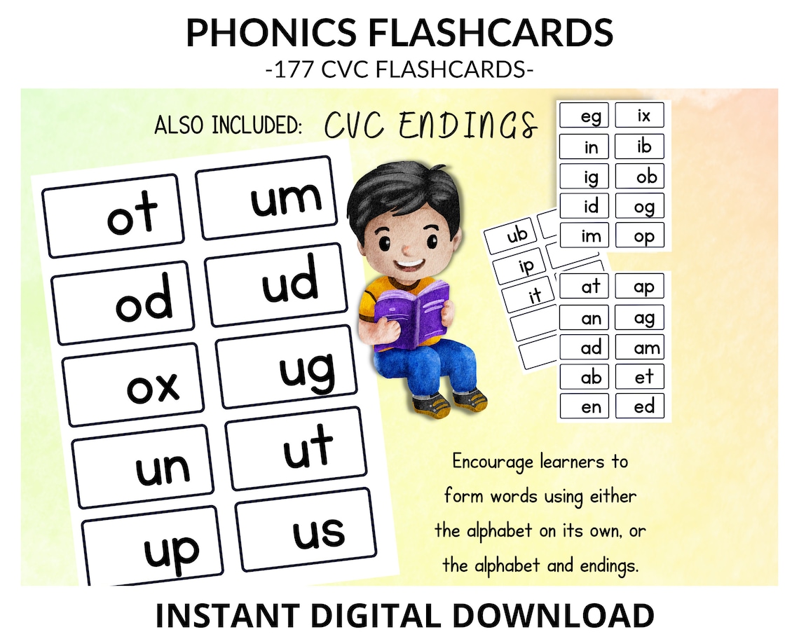 Phonics, CVC Word Flashcards, Consonant Vowel Consonant, Spelling ...