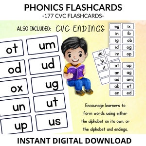 Phonics, CVC Word Flashcards, Consonant Vowel Consonant, Spelling ...