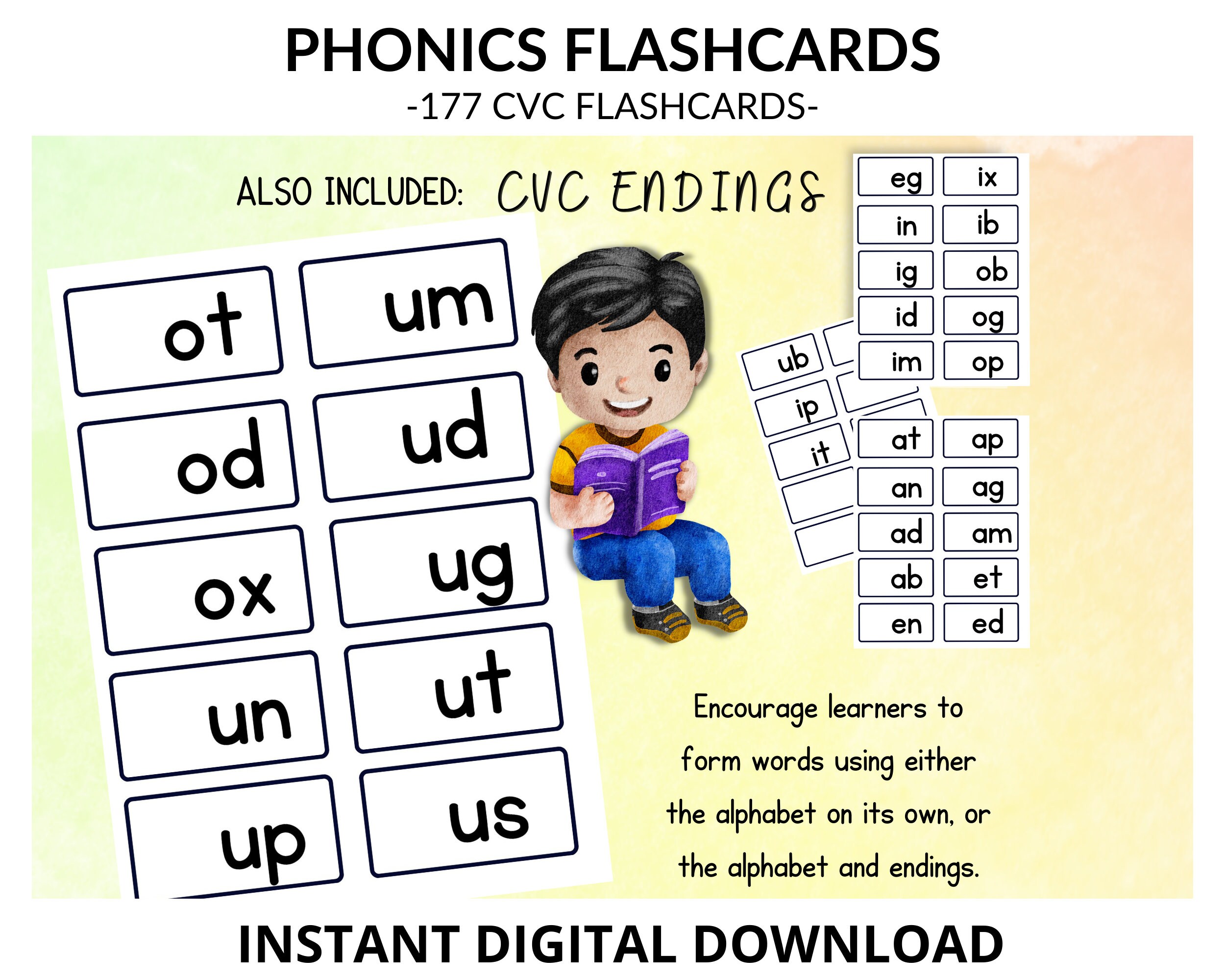 Phonics, CVC Word Flashcards, Consonant Vowel Consonant, Spelling ...