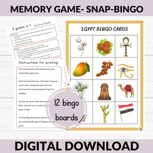 Egyptian-themed Game Set, Kids Printable Games, Ancient Egypt, Bingo ...
