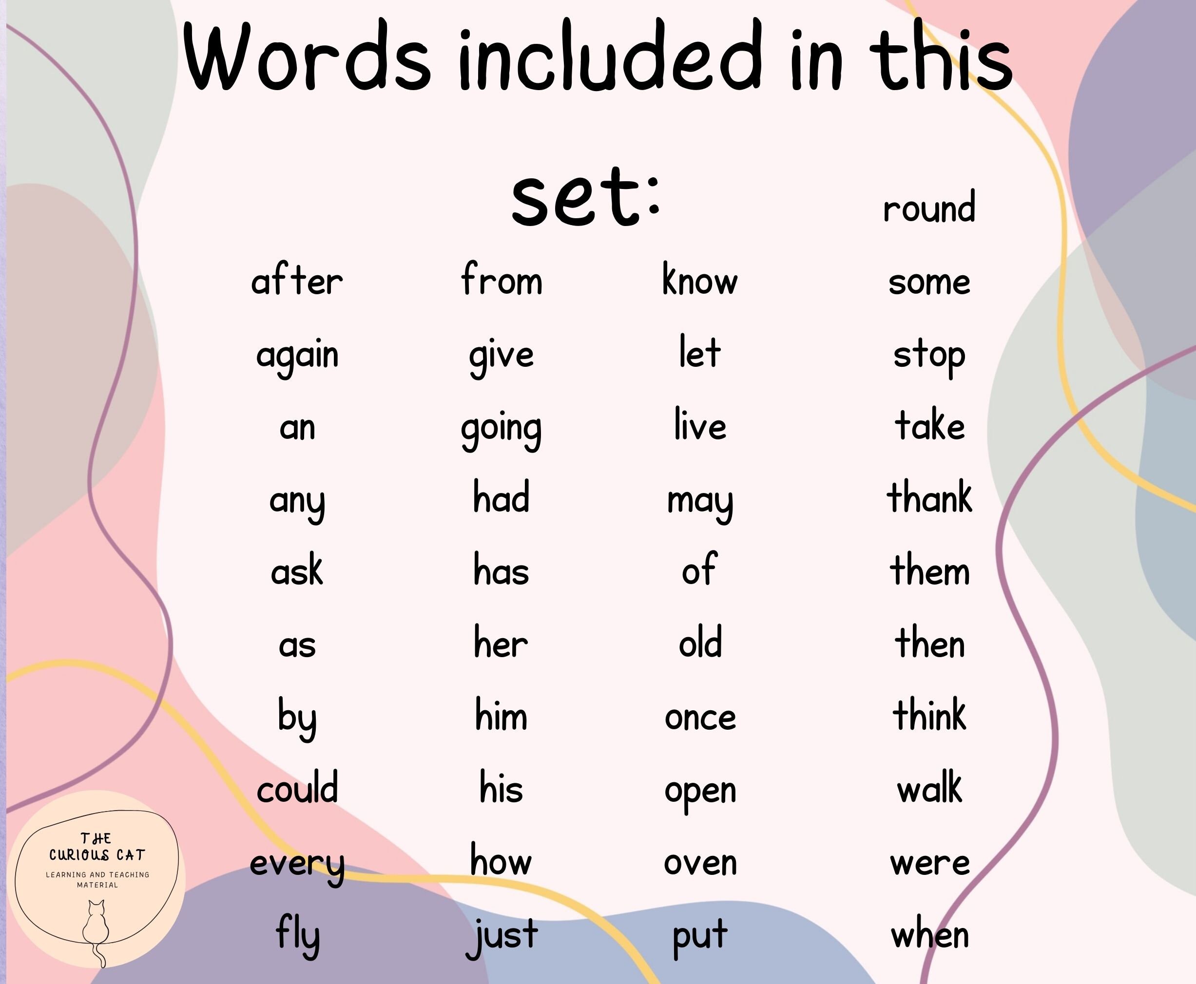 Sight Words, 1st Grade, Dolch, Year 1, Flashcards, Word Lists ...