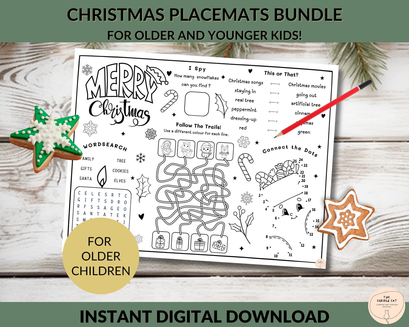 Christmas Activity Placemat for Kids | Holiday Coloring Placemat ...