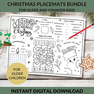 Christmas Activity Placemat for Kids | Holiday Coloring Placemat ...